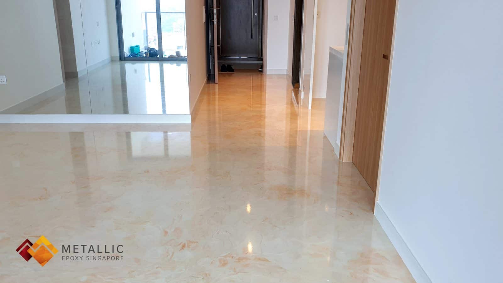 Metallic Epoxy Singapore Orange Gold Mixed Floor Design